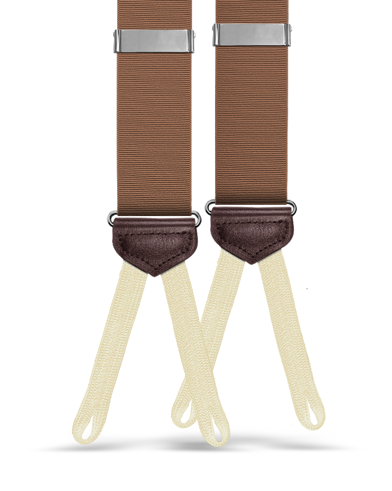 KK & Jay Supply Co. | Rivington Solid Grosgrain Suspenders - Light Brown