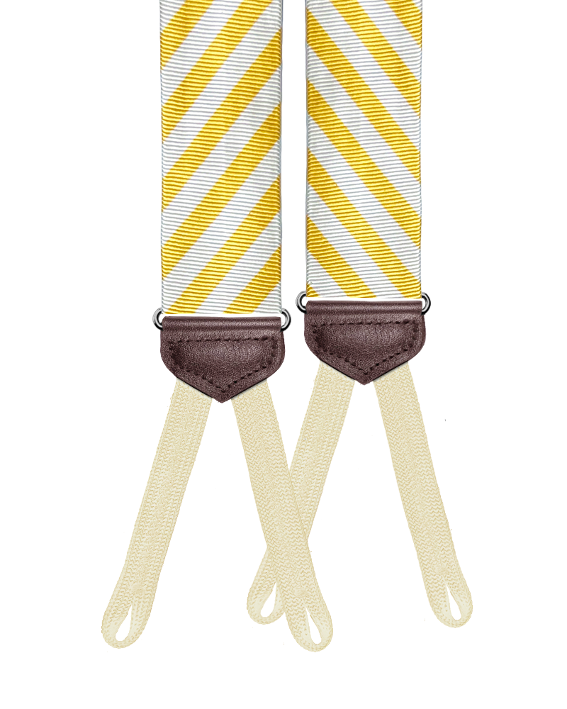KK & Jay Supply Co. | Hudson Stripe Suspenders - Yellow/Ivory